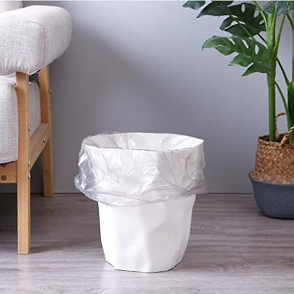 joyMerit 2-Pack Abstract Irregular Wastebasket Trash, Large Waste Basket Garbage Can for Bathroom, Bedroom, Kitchen, Home Office Accessories - White