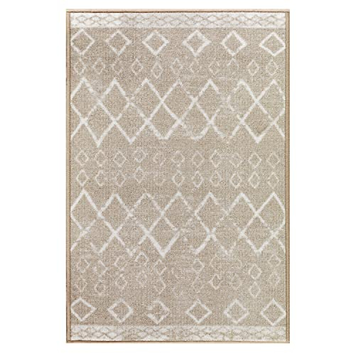 Antep Rugs Alfombras Non-Skid (Non-Slip) 2x3 Rubber Back Bohemian Distressed Moroccan Boho Low Pile Profile Indoor Area Rug (Beige, 2' x 3')