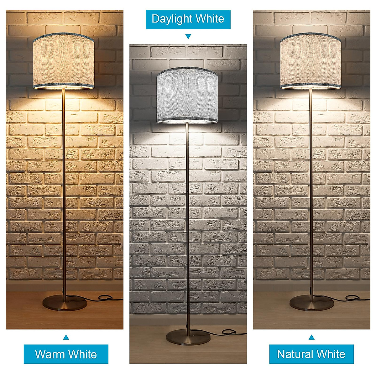 Lamp Shades Set of 2, Drum Lampshade for Table Lamps Floor Lamp, 13" Top X 13" Bottom X 10" High Grey Large Line Fabric Lamp Shades, Easy Assembly Replacement Lampshades