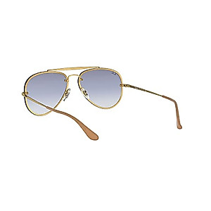 Ray-Ban RB3584N Blaze Aviator Sunglasses, Gold/Clear Gradient Light Blue, 61 mm
