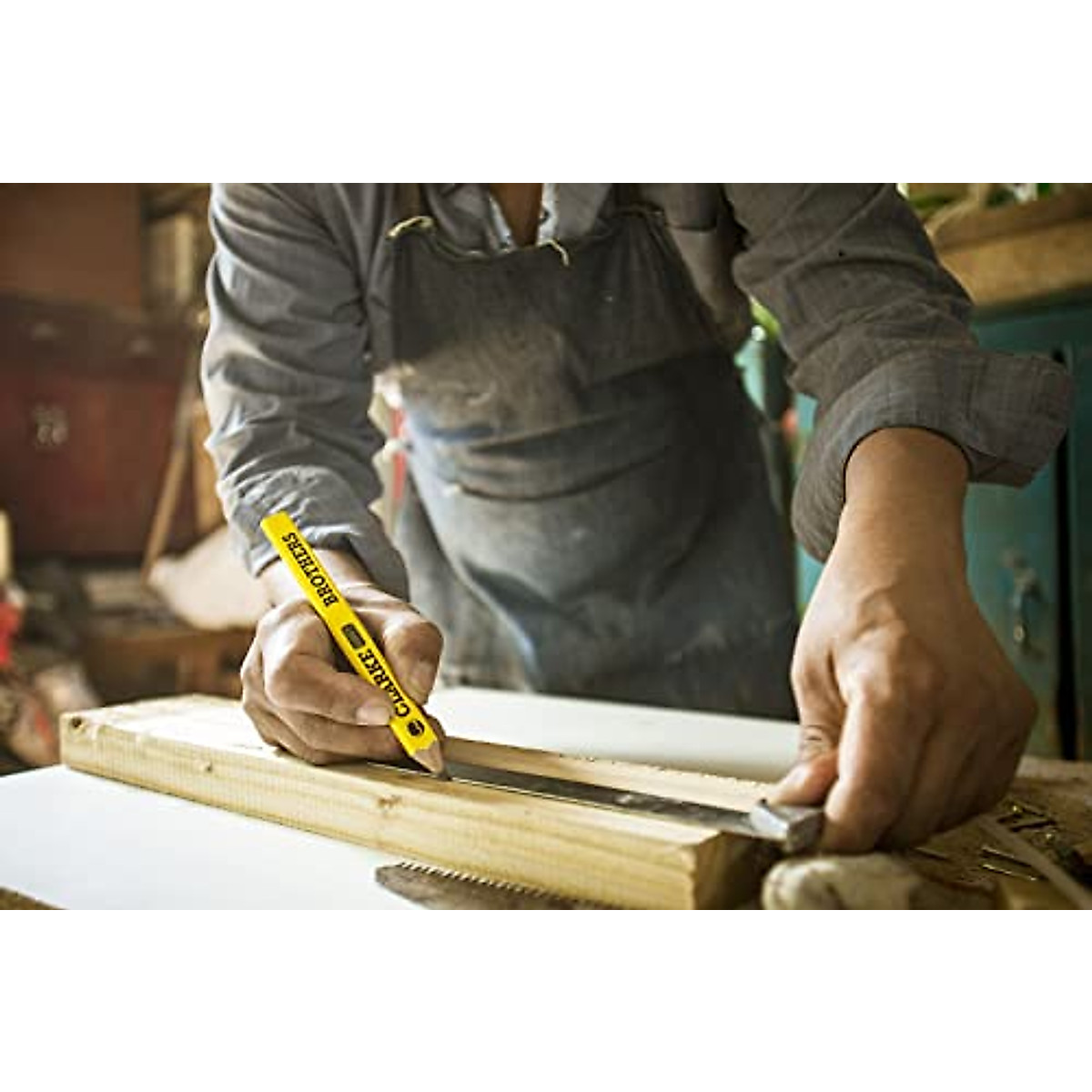 Clarke Brothers Carpenter Pencils Set of 6Pcs – Construction Pencils with Built In Spirit Level – Premium Carpenter Tools for Builders, Contractors, Enthusiasts – Durable Wood