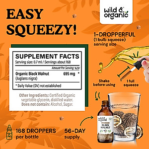 Black Walnut Tincture - Detox Cleanse w/Black Walnuts Organic - Black Walnut Hull Tincture for Digestive Health - Gut Cleanse Detox w/Black Walnut Hull Organic - Black Walnut Supplement - 4 oz