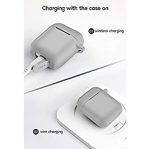 Simr Skin for AirPods Case, [Upgraded Thicker] Shockproof Air Pods Protective Cover W/Cute Keychain/Strap Accessories for Apple AirPods Charging Case, Gift for Girl Women Men (Gray)