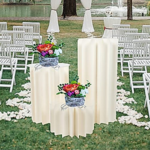 Cabilock Home Decor 1 Set Roman Pillar Statues Greek Columns Figurine Modern Style Folding Paper Pillar Wedding Road with Acrylic Lids for Home Garden Wedding Table Decoration White Office Decor