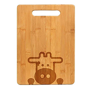 Bamboo Wood Cutting Board Peeking Cow