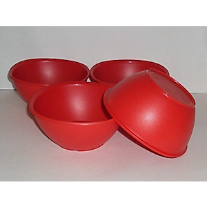 Tupperware Legacy Pinch Cereal or Soup Bowls Set of 4 Chili Red