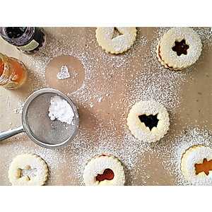 JOKUMO 11 Piece Round Linzer Cookie Cutter Set – High Grade 430 Stainless Steel - with Storage Tin