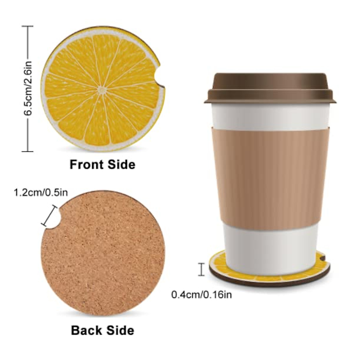 Custom Car Coasters for Cup Holder Personalized Add Your Design Photo Logo Text Cork Base Car Coasters for Drink Decorative Cup Coasters for Car (2PCS)