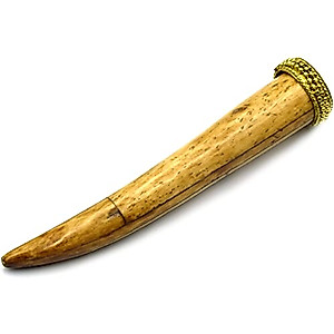 Bone Tusk Pendant | 4 Inch Ox Bone Focal Tusk Pendant | Horn Pendant | White Tusk Brown Tusk | Silver Cap Brown