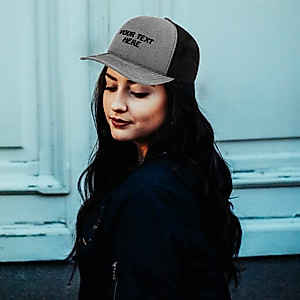 Richardson Mesh Trucker Hat Custom Personalized Text Polyester Baseball Cap Snapback Heather Grey Black