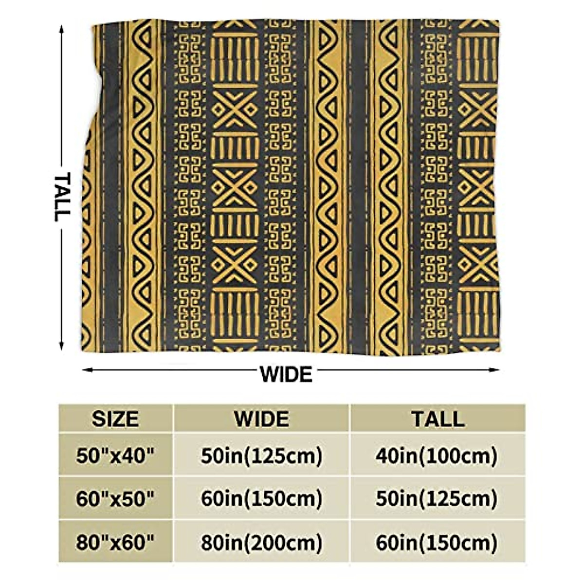 African Blankets & Throws Blanket Soft, African Art Throw Blanket Blanket Flannel Blanket for Home Outdoor(50"x40")