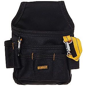 Custom Leathercraft DEWALT DG5103 Small Durable Maintenance and Electrician's Pouch with Pockets for Tools, Flashlight, Keys, Black