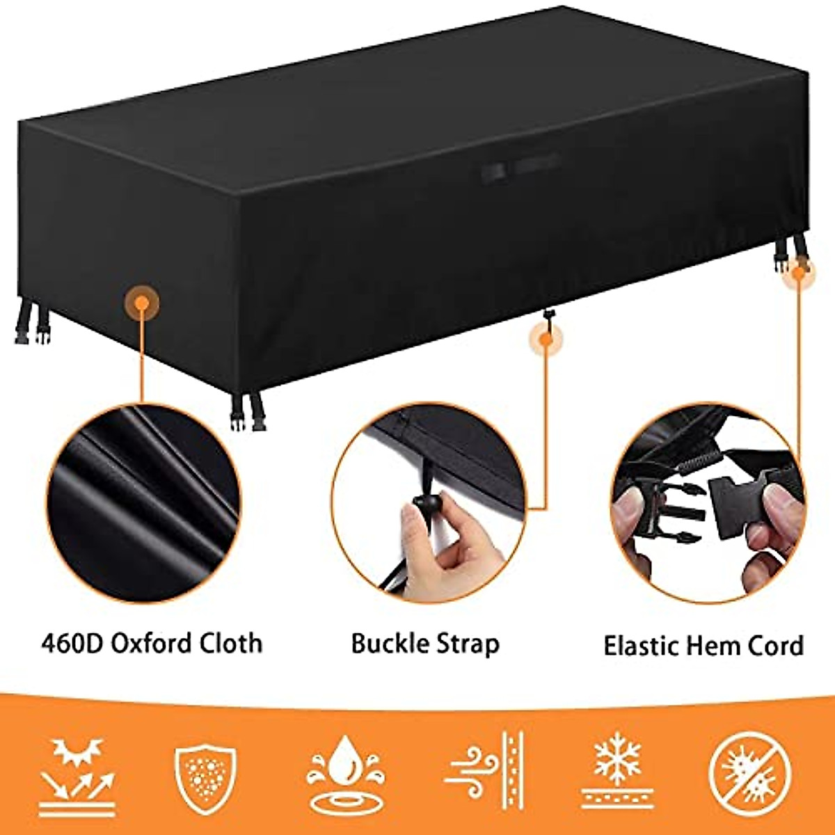 Patio Furniture Covers, Waterproof Outdoor Furniture Cover, Outside Table Chair and Sofa Covers, Heavy Duty 460D Oxford Cloth, 108 Inches L x 82 Inches W x 28 Inches H