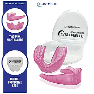 CustMbite Nightguard, Pink (2 Pack) - Made in USA - Night Guard for Teeth Grinding
