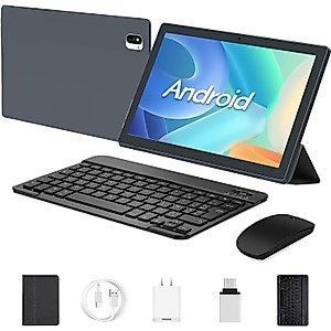 AOYODKG Tablet 2 in 1, 10.1 inch Android Tablet with Keyboard, Case Mouse, 8GB RAM+64GB ROM(1TB Expand), Octa-Core Processor, 1920x1200 IPS HD Display, Games, Wi-Fi, Bluetooth, AYO-A10 (Gray)