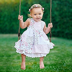Kids Hanging Swing Outdoor Play Wooden Tree Swing with Ropes Toddlers
