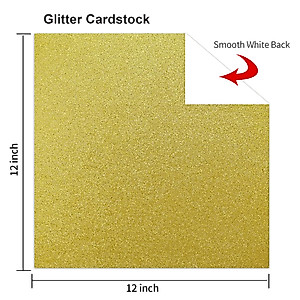 Rramorrra Gold Glitter Cardstock Paper 12" x 12" 15 Sheets 350gsm/130lb Heavyweight Premium Gold Sparkly Construction Paper for Cricut Machine, Halloween, DIY Projects, Party Decorations