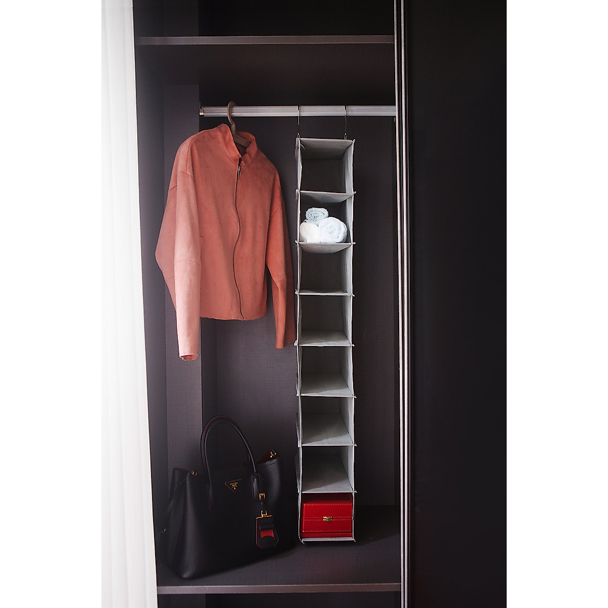 Amborido 8 Shelf Hanging Shoe Organizer for Closet Non Woven Fabric Gray