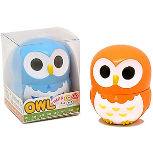Golandstar Cute Cartoon Owl Timers Mini Size 60 Minutes Mechanical Kitchen Cooking Timer Clock Loud Alarm Counters Manual Timer (Orange)