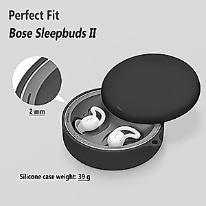 Geiomoo Silicone Case Compatible with Bose Sleepbuds II, Protective Cover with Carabiner (Black)
