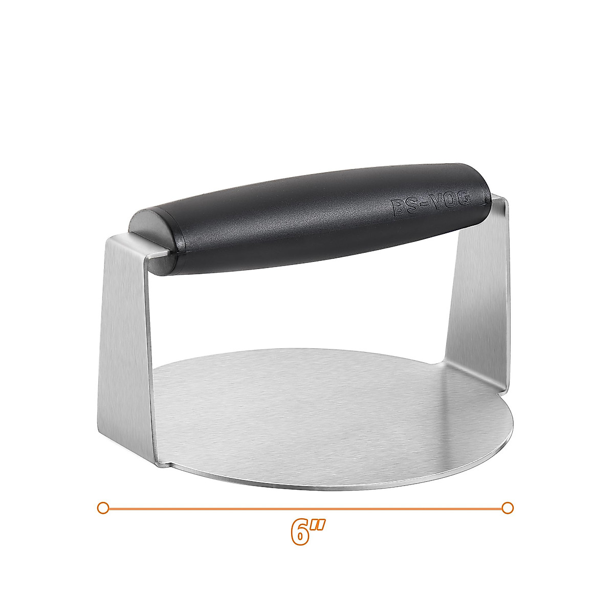 BS-VOG Burger Press, 6 Inch Round Burger Smasher for Griddle with Anti-Scald Handle, Non-Stick Smooth Stainless Steel Hamburger Press, Grill Press for Flat Top Grill Cooking, Gift Package