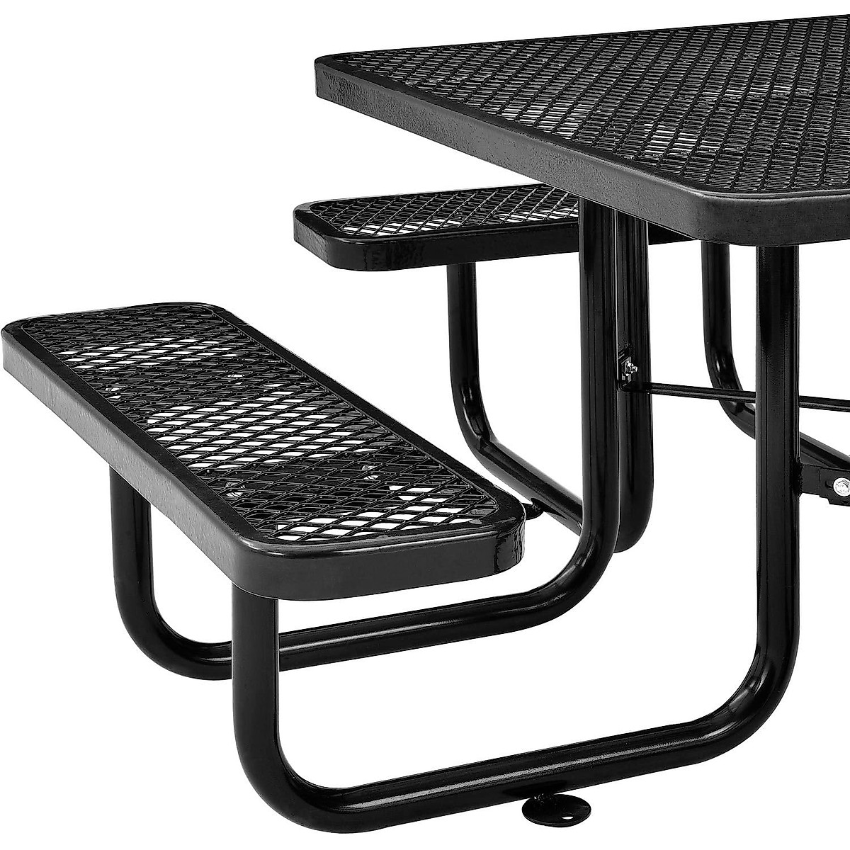 Global Industrial 46" Expanded Metal Square Picnic Table, Black