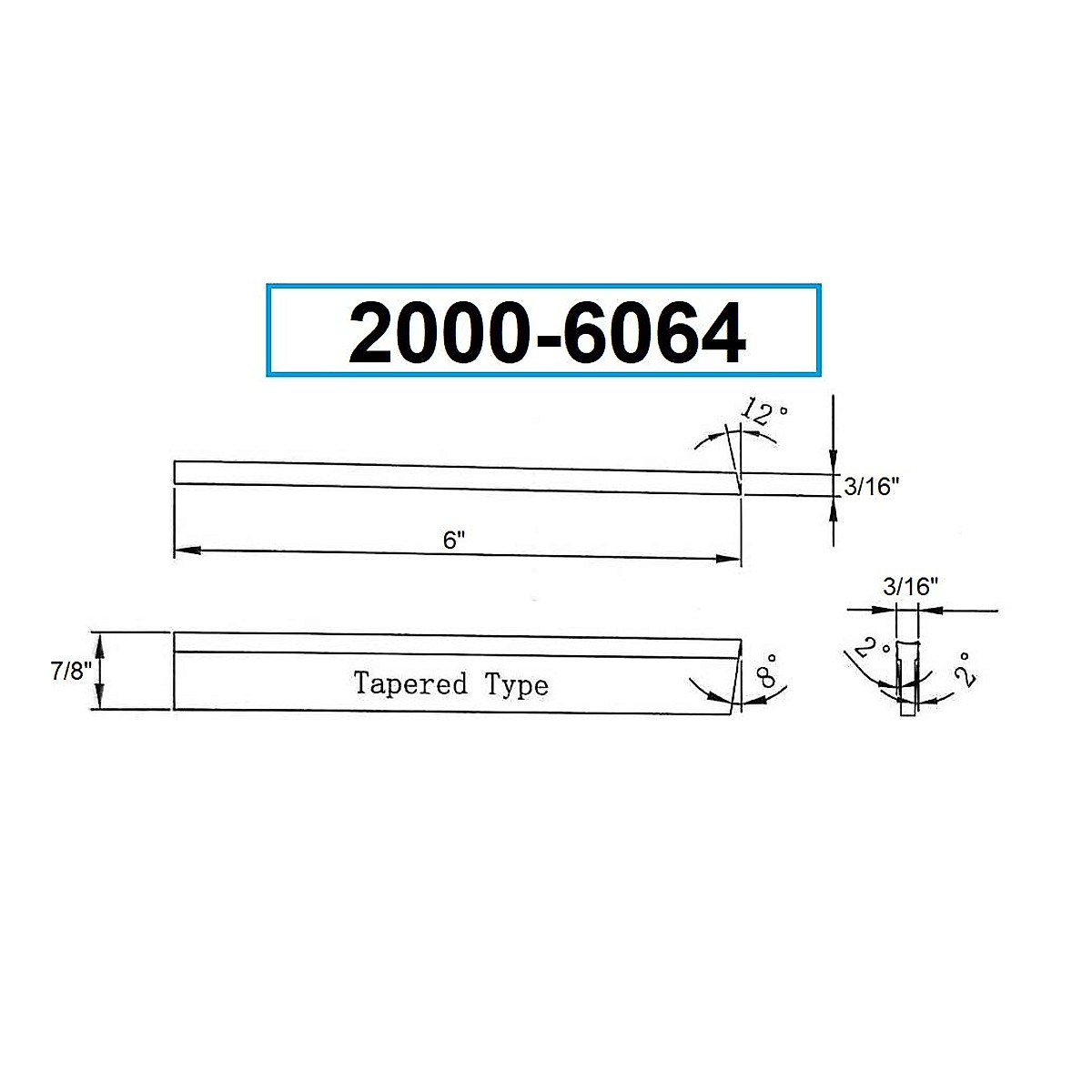 HHIP 2000-6064 3/16 x 7/8 x 6 Inch HSS Parallel Type Cut-Off Blade P5 (Pack of 1)