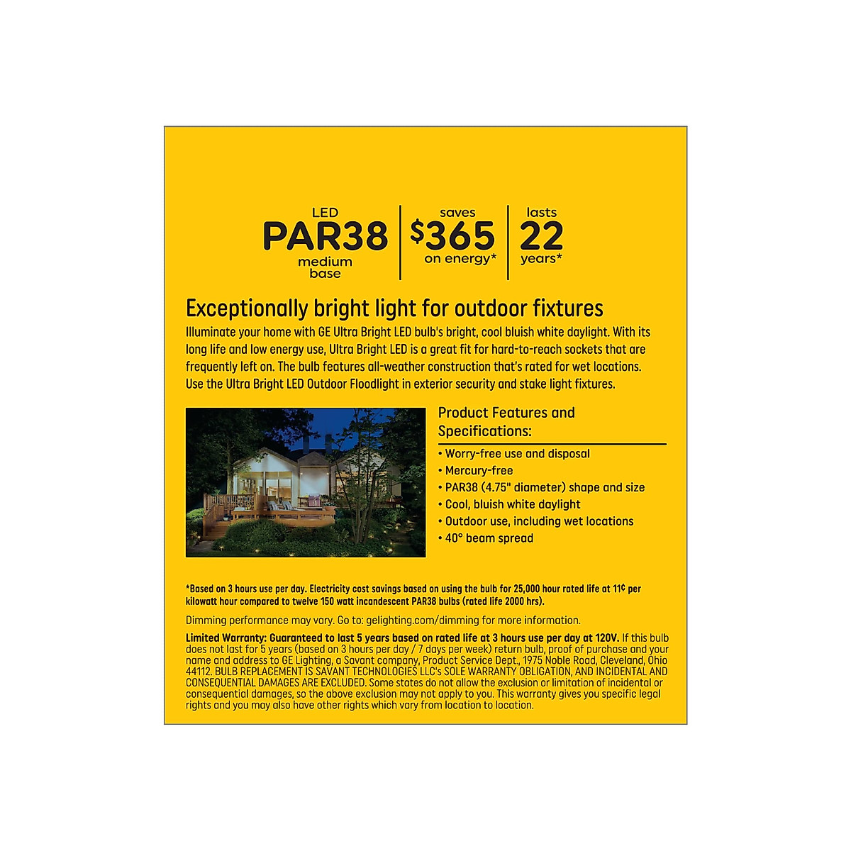 GE Ultra Bright LED Light Bulb, 150 Watt, Daylight, PAR38 Outdoor Floodlight