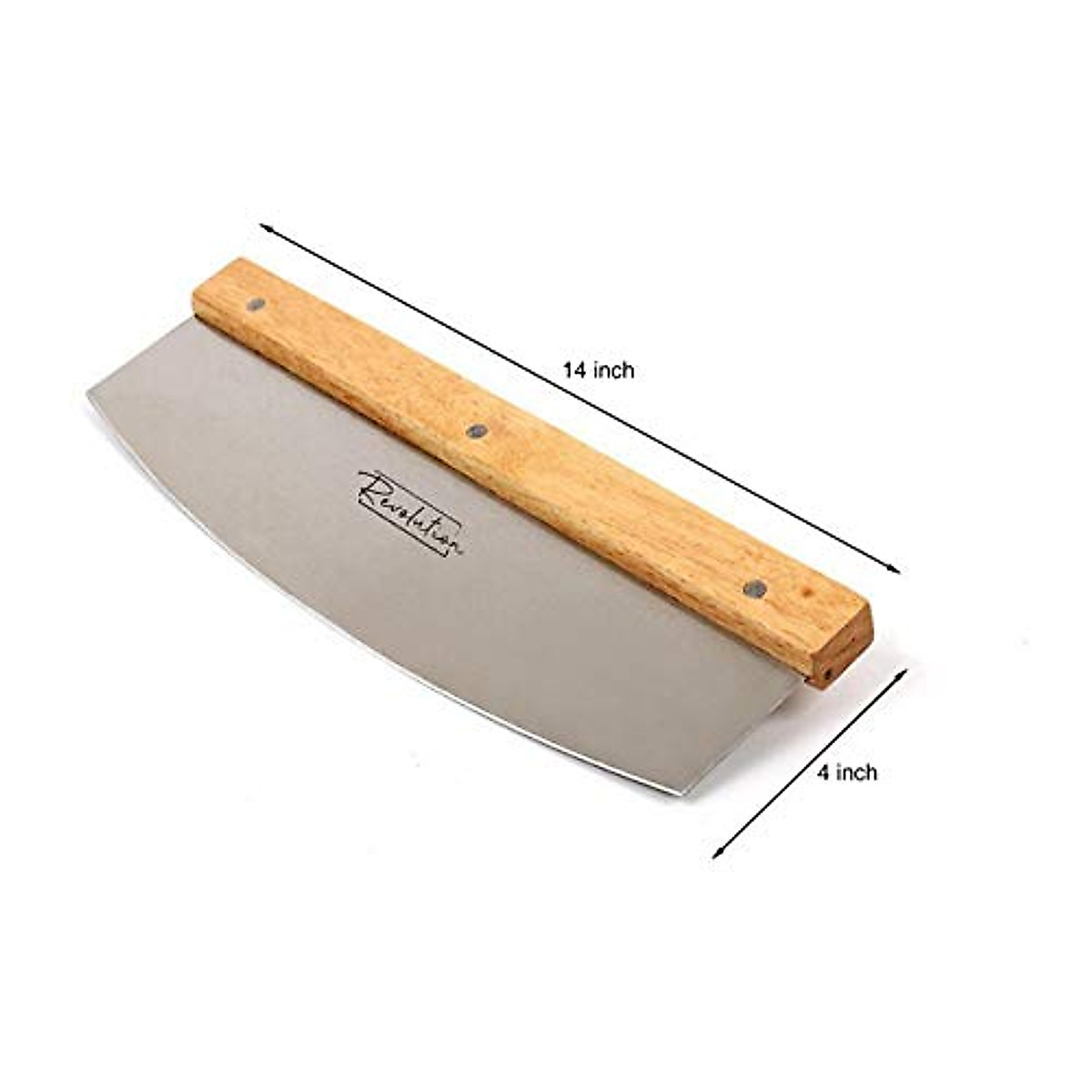 Premium Pizza Cutter Rocker With Wooden Handle & Safe Guard by Revolution Product Sharp Stainless Steel Blade Pizza Slicer Wheel Big Pizza Knife Cutters I Chop and Slices Dough Cake Oven Accessories I