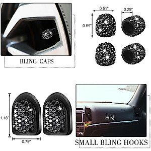 Tallew 20 Pcs Bling Car Accessories for Women, Rhinestone Car Accessories Set, Bling Car Phone Holder Mount, Bling Dual USB Car Adapter, Bling Car, Bling Glasses Holders(Black)