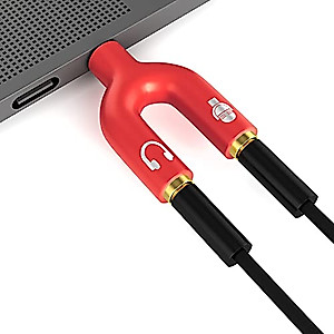 D & K Exclusives [2-Pack] Headphone Splitter Adapter, 3.5mm Male to 2 Port 3.5mm Female Y Jack Splitter for Audio Stereo and MIC, Headset to PC Adapter for Phones, Computers, MP3, Tablet (Red)