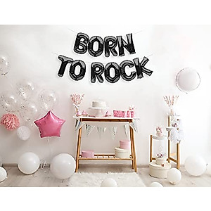 PartyForever BORN TO ROCK Balloons Banner Black Birthday Party Decorations Sign