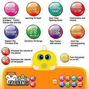 Interactive Alphabet Wall Chart for Kids, Talking ABC Electronic Alphabet Poster Toy for Toddlers Age 2-4, Kids Learning Preschool Educational Toys Birthday Gifts for 1 2 3 4 5 Year Old Boys Girls