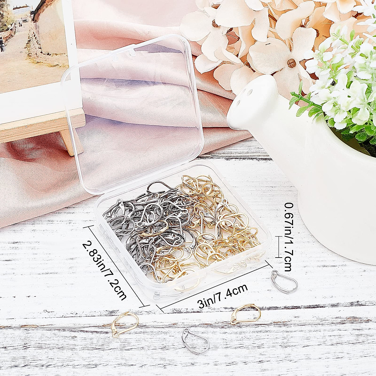 Beebeecraft 100Pcs Real 24K Gold Plated Leverback Earwires French Earring Hooks Silver and Gold 16.5x10mm Interchangeable Dangle Ear Wire Findings Stainless Steel for Jewelry Making