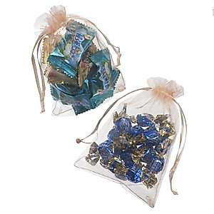 MAZYPO 100 Pieces Premium Sheer Organza Bags with Drawstring, 4x6 inch Wedding Party Favor Bags Mesh Gift Bags, Jewelry Pouches for Party, Baby Shower, Christmas, Candy Favor Bags (Peach)