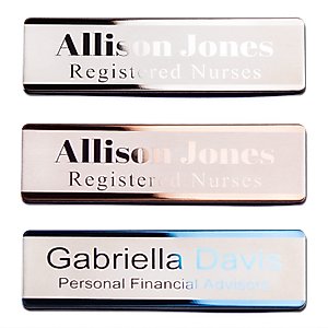 Custom Laser Engraving Metal Name Tags Badge for Business Personalized Identification ID Tag with Magnetic, Pin, Adhesive Backing,Clear and Easy to Read.