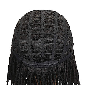 HANNE Short Dreadlock Wigs for Black Women and Men Afro Crochet Twist Braided Faux Locs Wig for African Americans Curly Braiding Full Wigs (Black Wig)