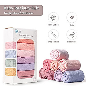 Lulu moon Baby Muslin Bibs - 100% Cotton for Teething Drooling Girls Boys, 8 Pack (Cream)