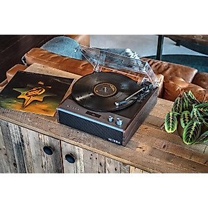 Victrola Eastwood Signature 3-Speed Bluetooth Turntable with Built-in Speakers and Dust Cover | Upgraded Turntable Audio Sound | Espresso (VTA-73-ESP)