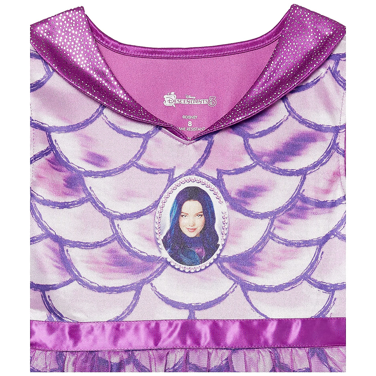 Disney Girls' Descendants Fantasy Gown Nightgown, MAL DRESS, 8