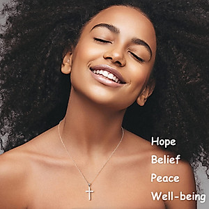 Silver Cross Necklaces for Women Diamond Cross Necklace for Women Silver,925 Sterling Silver Cross Pendant Small Dainty CZ Cross Necklace Faith Necklace Jewelry Gifts for Women