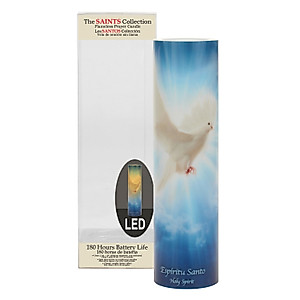 The Saints Collection Holy Spirit Flickering Lifelike LED Prayer Candle with Timer, Religious Home Decor, Gift Ideas for Friends and Family