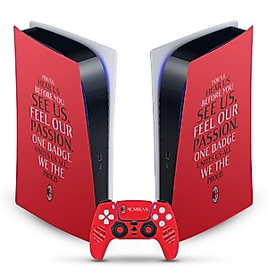 Head Case Designs Officially Licensed AC Milan Typography Art Vinyl Faceplate Sticker Gaming Skin Decal Cover Compatible with Sony PlayStation 5 PS5 Digital Edition Console and DualSense Controller