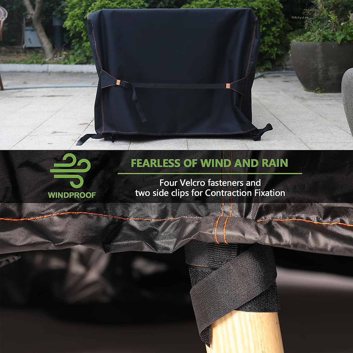 Enzeno Patio Furniture Set Cover Waterproof, Outdoor Dining Coffee Table Chair Covers Rectangular, Heavy Duty Outside Weatherproof Sectional Set Covers for Protection 74"L x 47"W x 28"H Black