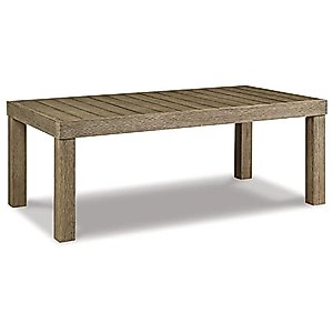 Signature Design by Ashley Outdoor Silo Point Eucalyptus Patio Coffee Table, Brown