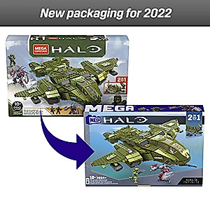 MEGA Halo Toy Building Sets, Pelican Inbound Vehicle with 2024 Pieces, 3 Micro Action Figures and Accessories, for Collectors