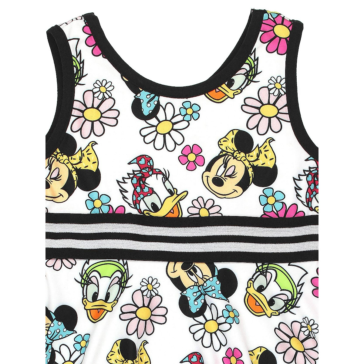 Disney Minnie Mouse and Daisy Duck Girls’ Sleeveless Dress for Infant and Toddler – White/Black 3T