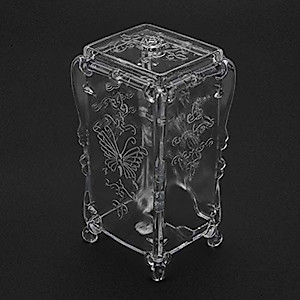 Cotton Pads Holder Organizer Swab Balls Box Holder Dispenser Storage Canister Cosmetic Pads Container for Bathroom Countertop Vanity (Transparent)