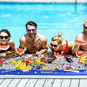 Treela 2 Pack Blue Congrats Graduation Inflatable Cooler, Serving Bar, Ice Chest, BPA Free