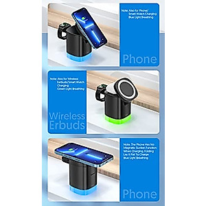 Magnetic Wireless Charging Station for Apple Series,3 in 1 Faster Mag-Safe Wireless Charger Stand for iPhone 14/13/12 Series/iPhone11/Samsung, Apple Watch Series and Airpods with QC3.0 Adapter